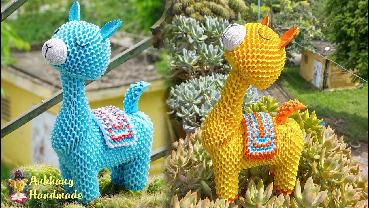 3d origami llamas tutorial , 3d origami alpaca | DIY making llamas toy ...