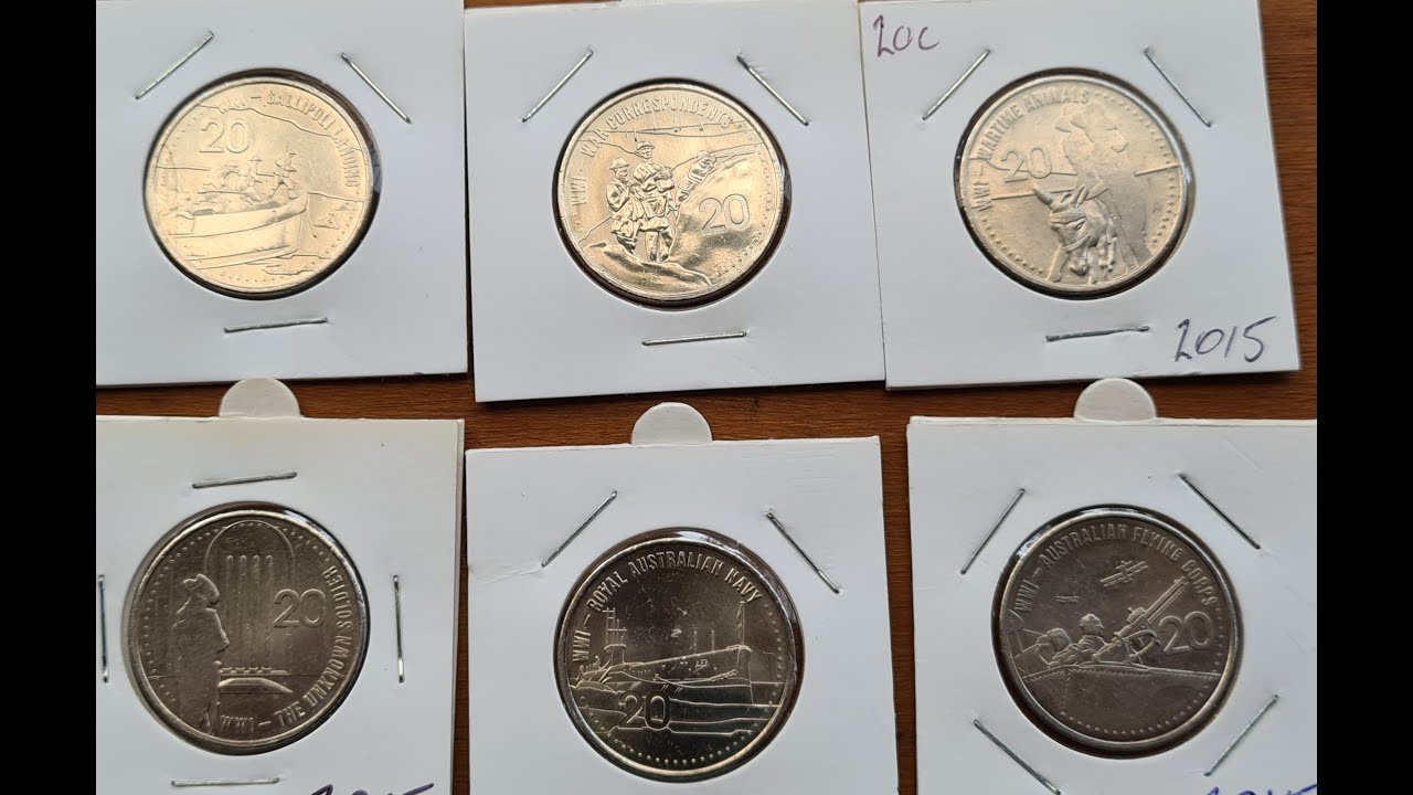 6x 2015 Australian WW1 1914-1918 20 cent coin set Tassie Coin Hunter ...
