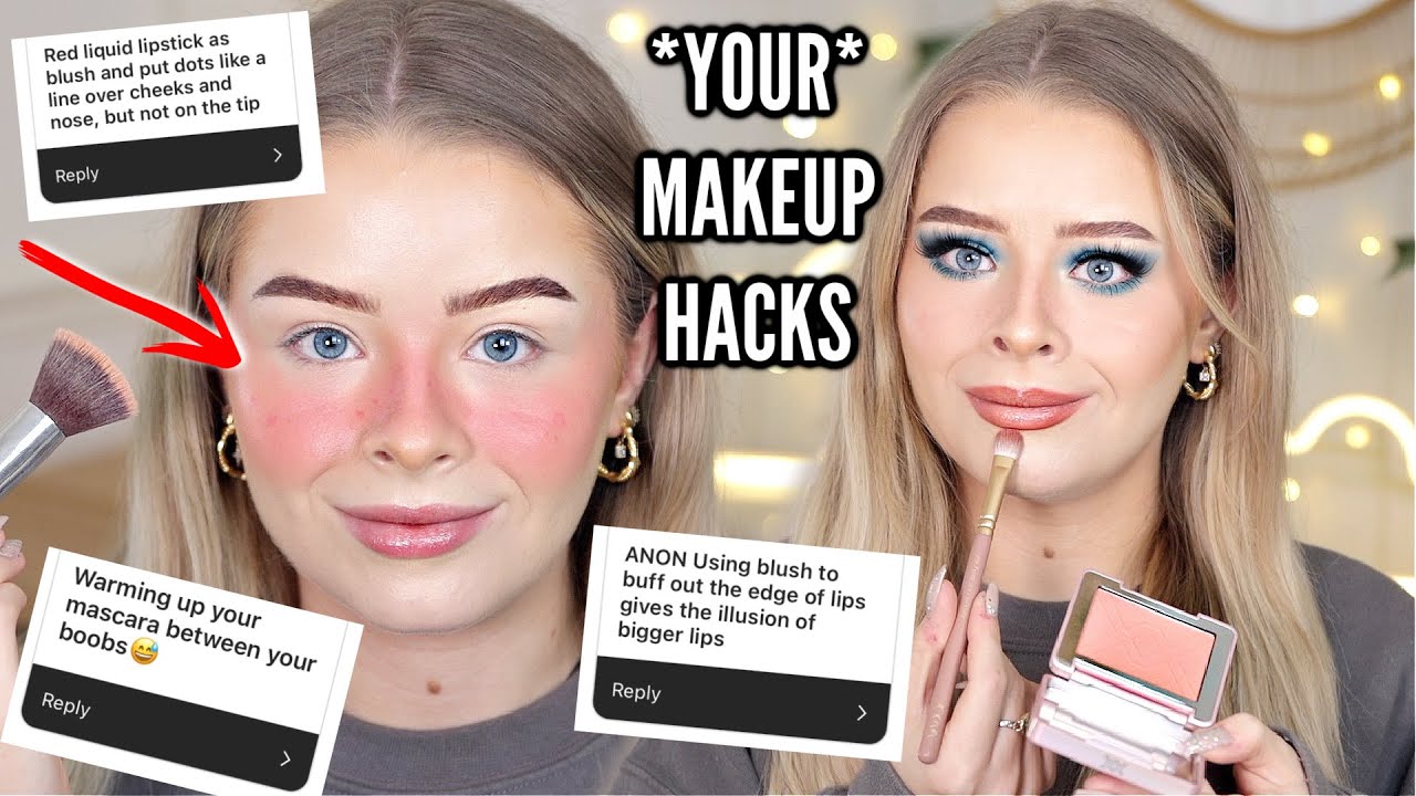 TESTING *YOUR* MAKEUP HACKS.. This was interesting 😂 - YouTube
