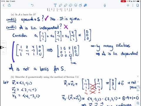 Linear Algebra 7.4 - Basis and Dimensions (2 of 7) - YouTube