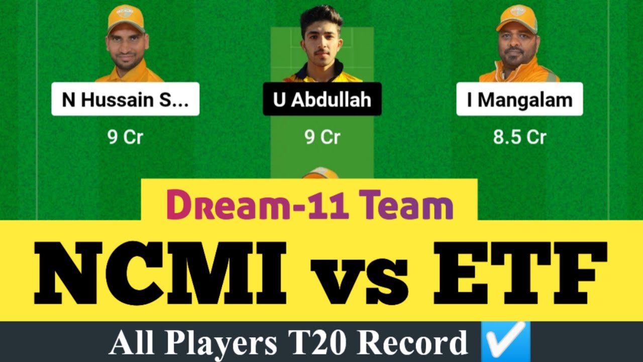 NCMI vs ETF prediction, NCMI vs ETF dream11 team, NCMI vs ETF dream11 - YouTube