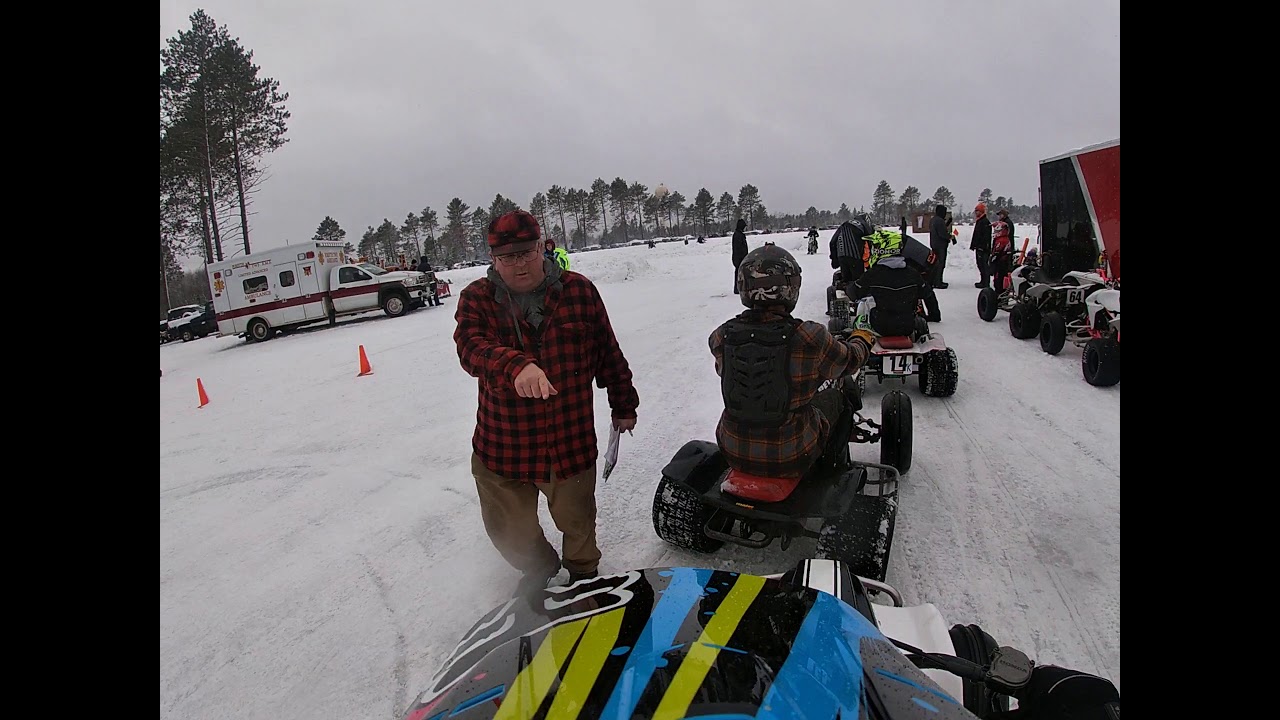 ice racing gwinn Michigan 0-300cc non studded quad - YouTube