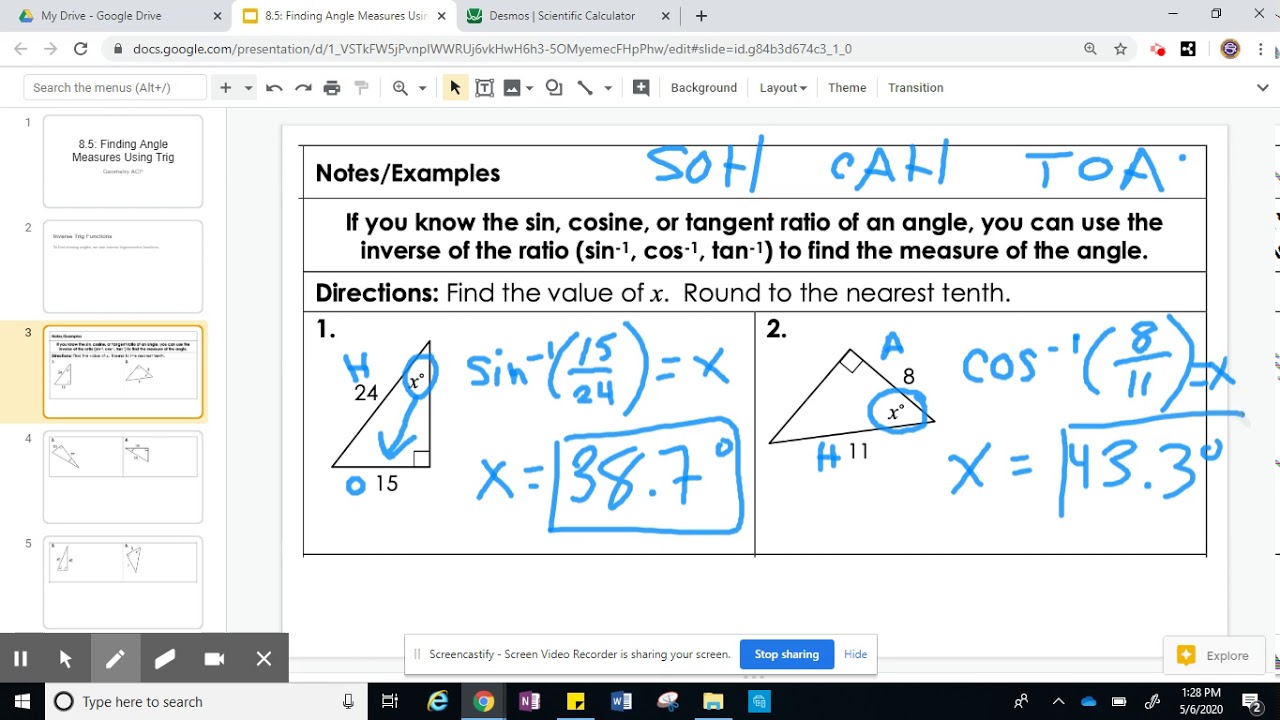 8.5 Notes: Finding Missing Angles with Trig - YouTube