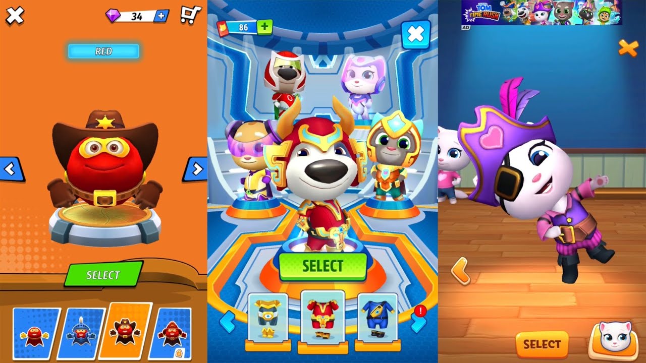 Talking Tom Hero Dash vs Talking Tom Gold Run 2 vs Red Ball Super Run ...