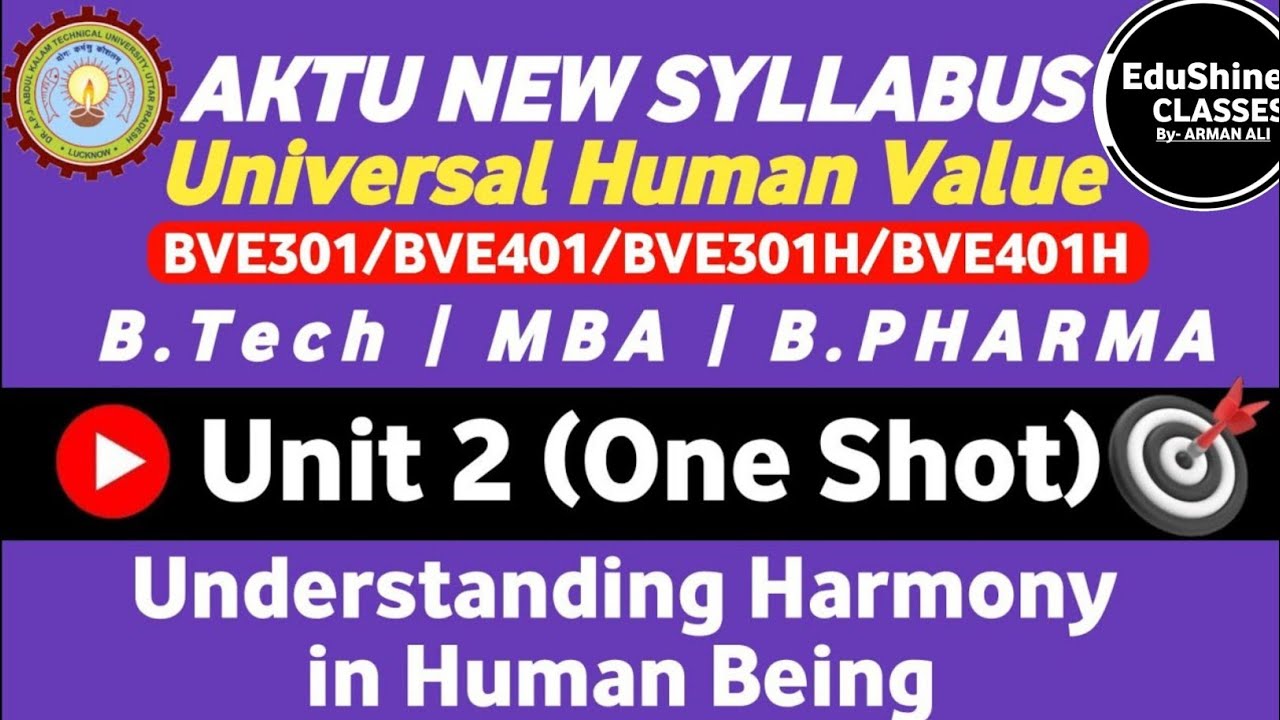 Universal human value Unit 2 One Shot|Understanding harmony in human ...