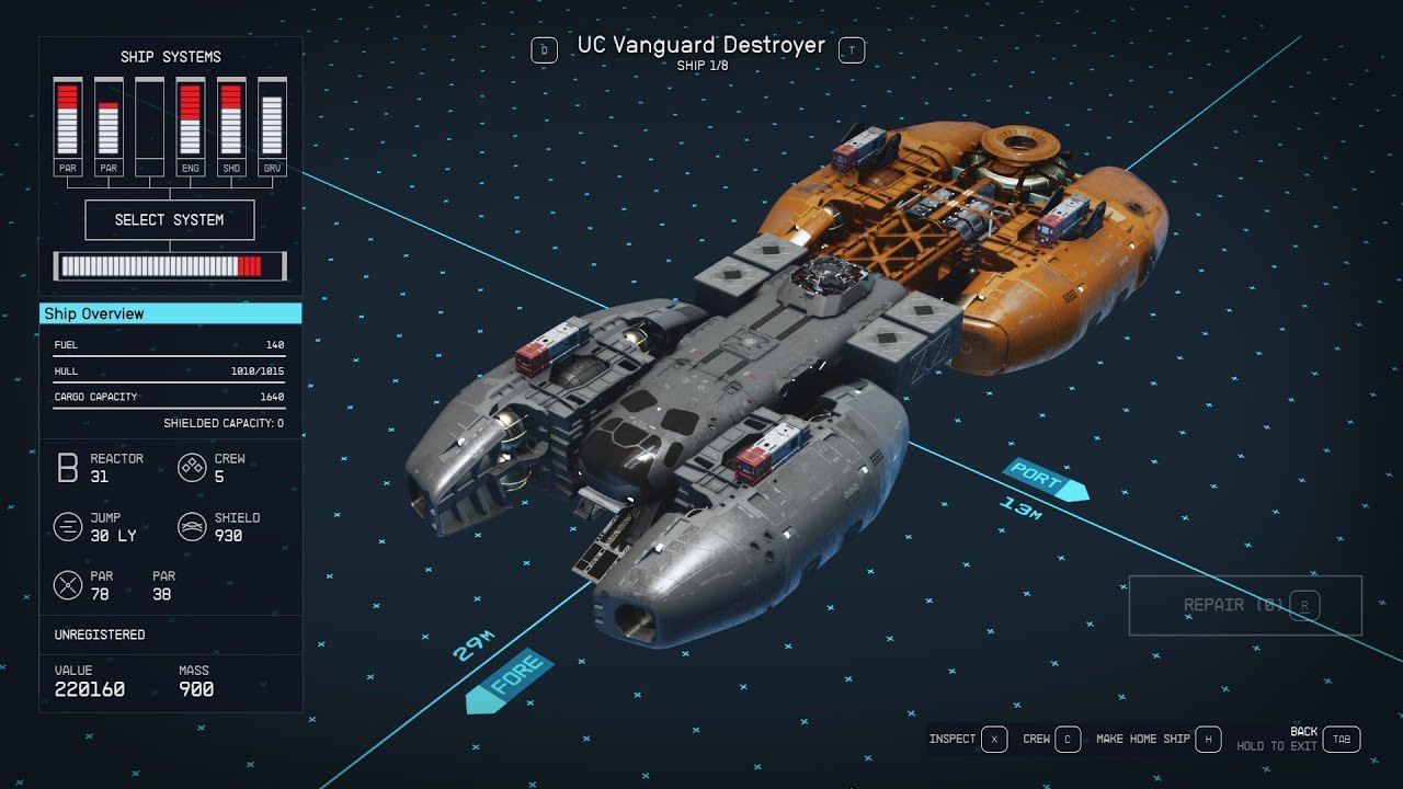 Starfield. Level 56 Vanguard Destroyer top B class ship - YouTube