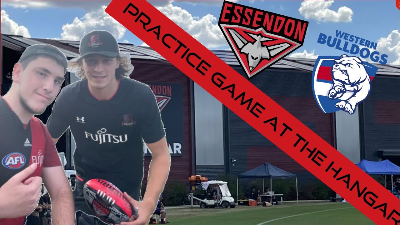 THRILLER AT THE HANGAR | ESSENDON VS WESTERN BULLDOGS AFL PRACTICE GAME ...