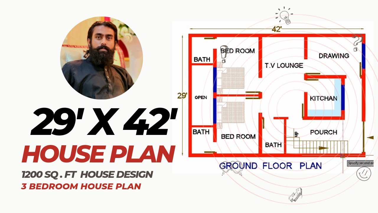 29x42 house plan - YouTube