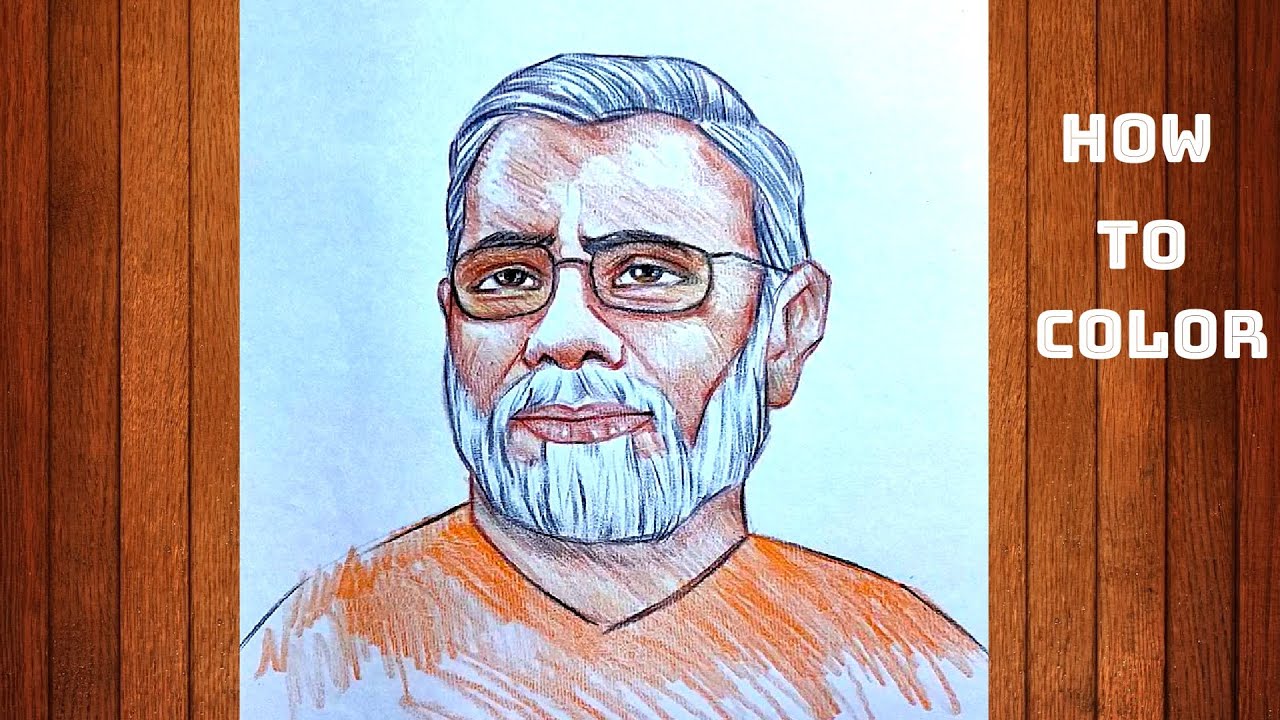 How to draw PM Narendra Modi ji Step by Step Color Pencil Drawing - YouTube