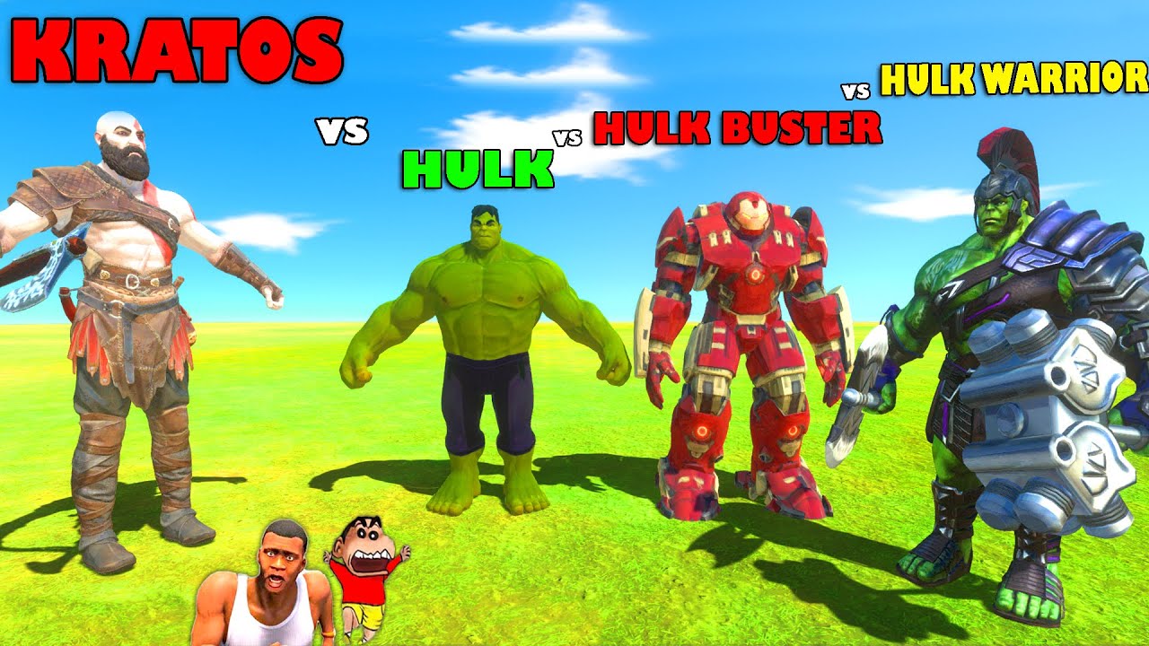 KRATOS vs HULK vs HULK WARRIOR vs HULK BUSTER in Animal Revolt Battle ...