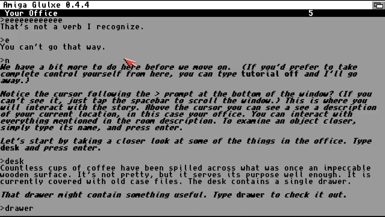 AMIGA PATANOIR PATA NOIR ITS GLULX TEXT ADVENTURE GLULXE INTERPRETER By ...