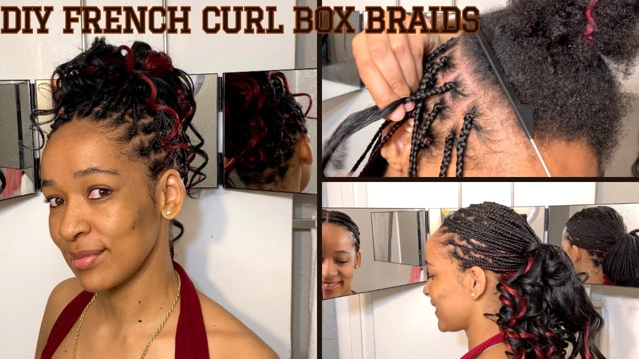 FRENCH CURL BOX BRAIDS /HOW TO Knot ends +3 different styles - YouTube
