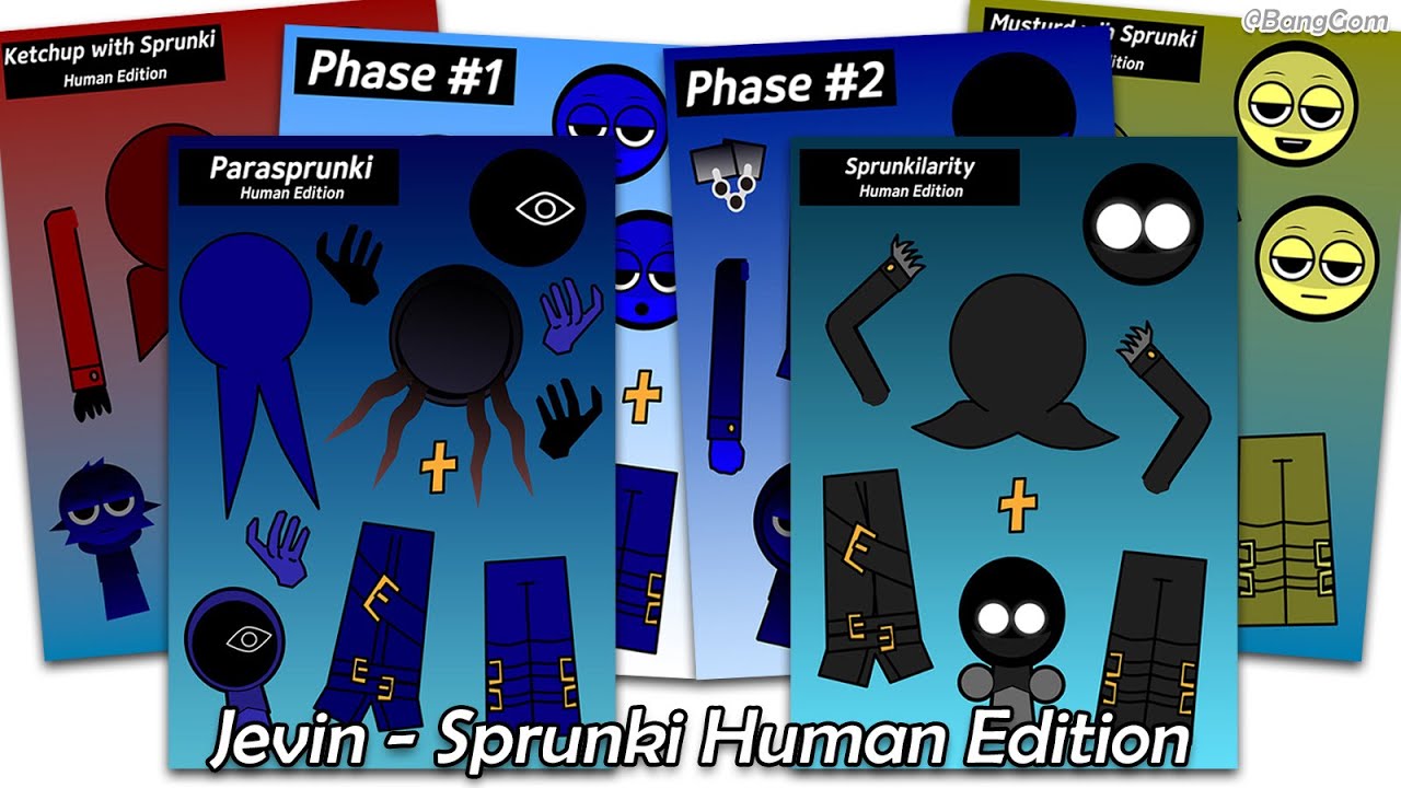 Sprunki Human Edition - 6 Versions of Jevin Sticker Book 🧿 스프런키 제빈 휴먼 ...