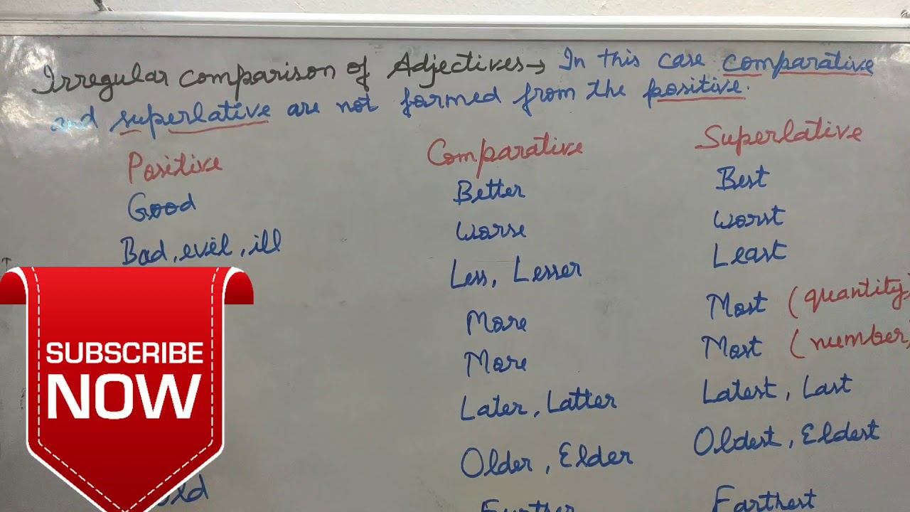 Adjective - Irregular degrees of comparison - YouTube