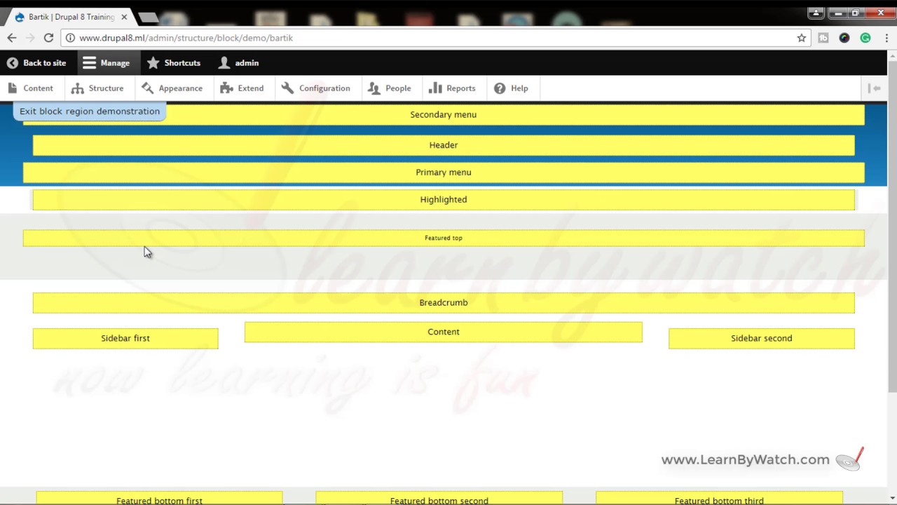 Place menu in a theme region in drupal 8 - YouTube