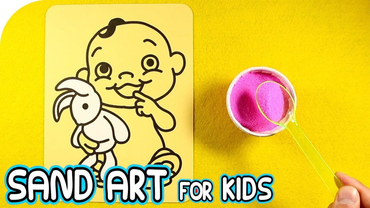 Baby with Bunny Doll Sand Painting Art for Kids - YouTube