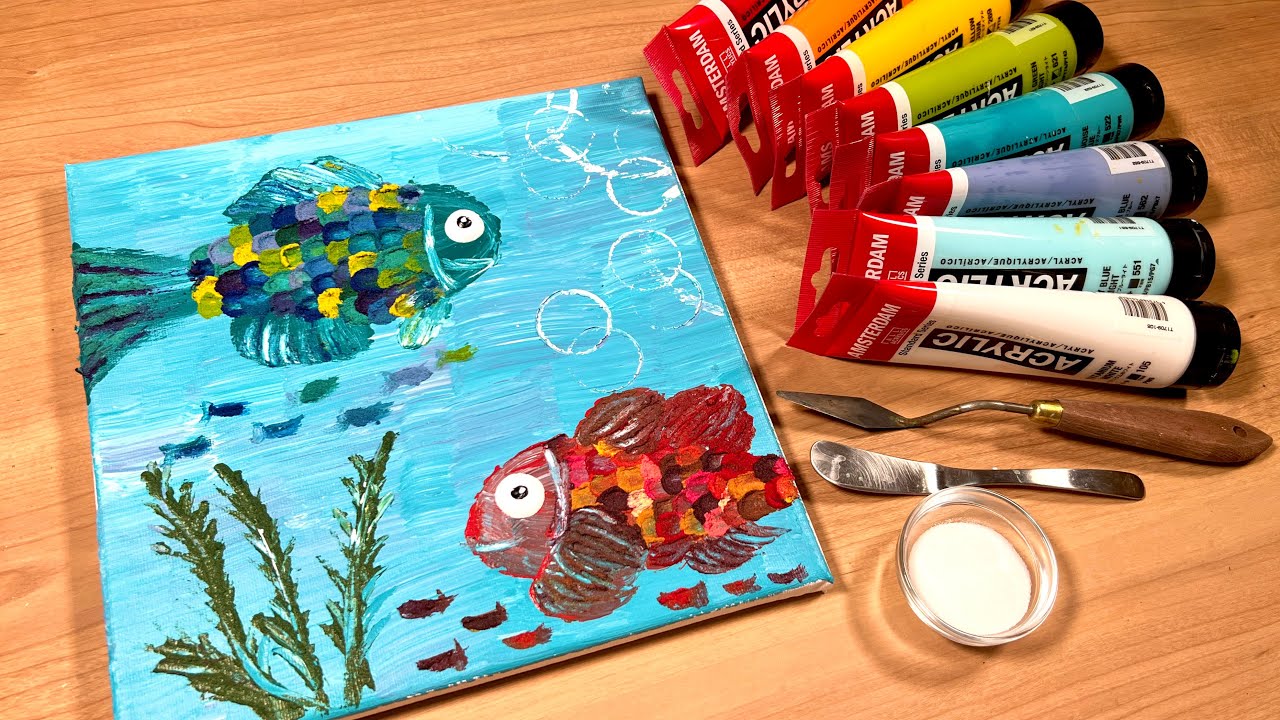 【Acrylic painting】"How to draw a Fish of the sea"/ How to Paint with ...