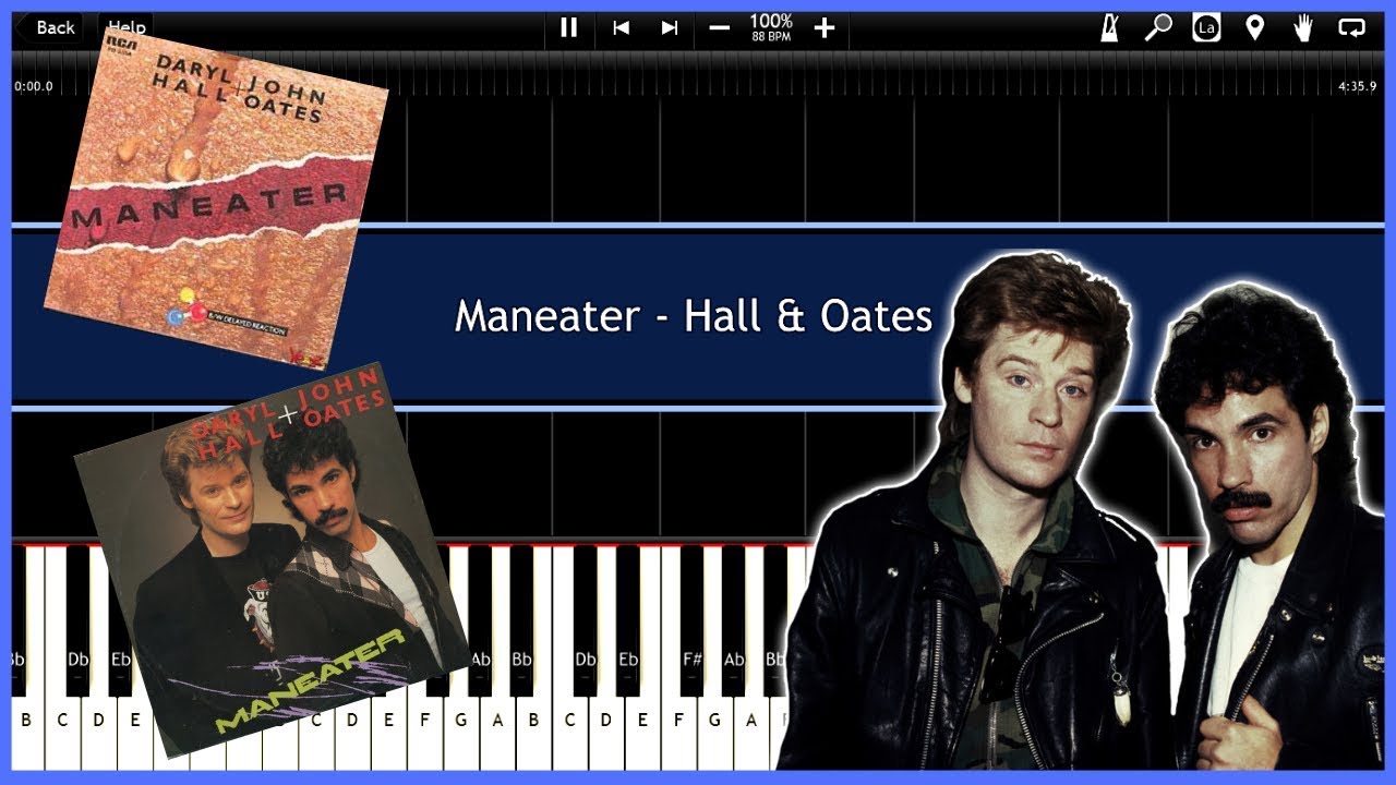 Maneater - Hall & Oates (Synthesia) [Tutorial] [Instrumental Video ...