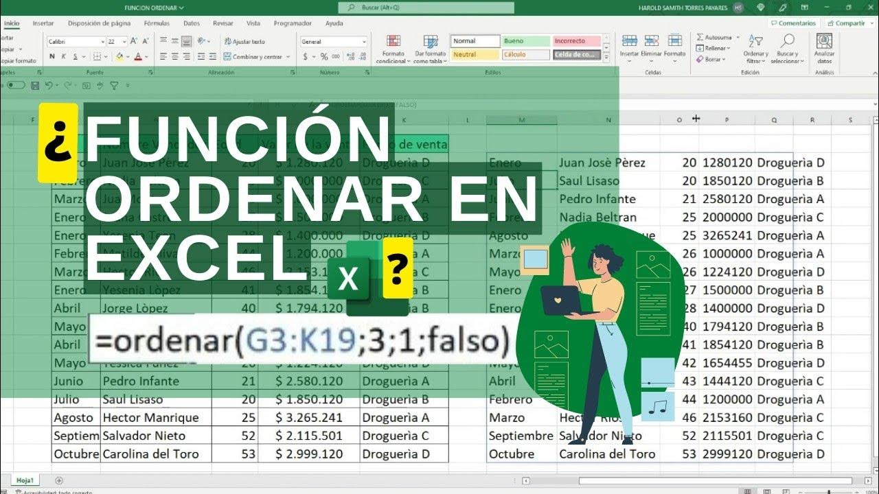 FUNCIÒN ORDENAR EN EXCEL - YouTube