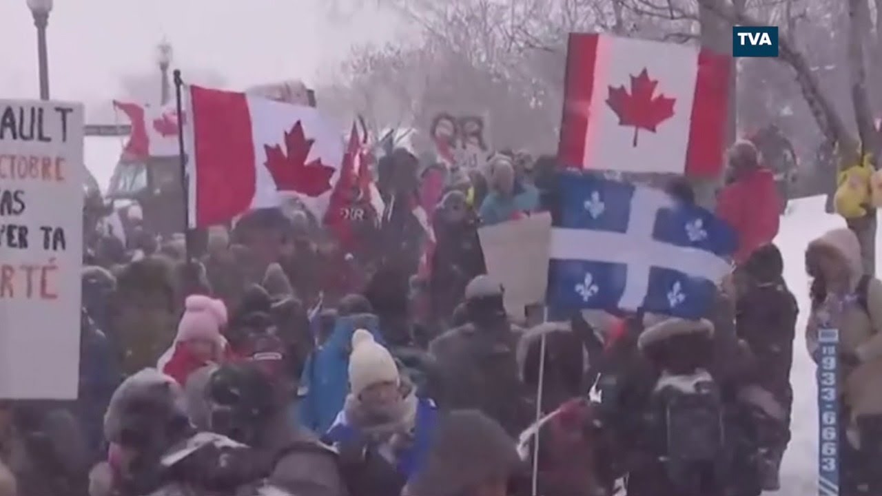 Quebec City protesters rally against COVID-19 mandates - YouTube