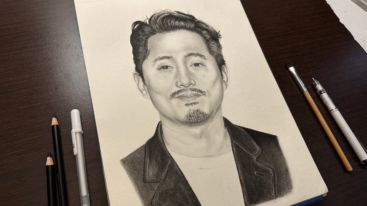 Drawing Steven Yeun - Time-lapse - YouTube