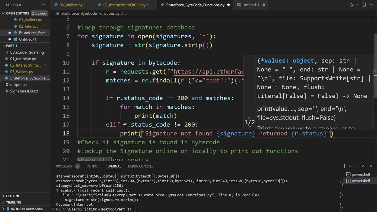 Web3 Hacking in Python - 0x07 - Coding a Python EVM Bytecode Function Brute force Application Pt ...