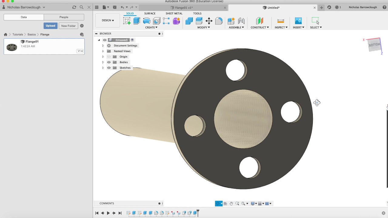 Fusion 360 Flange Modeling (Lesson 02) - YouTube