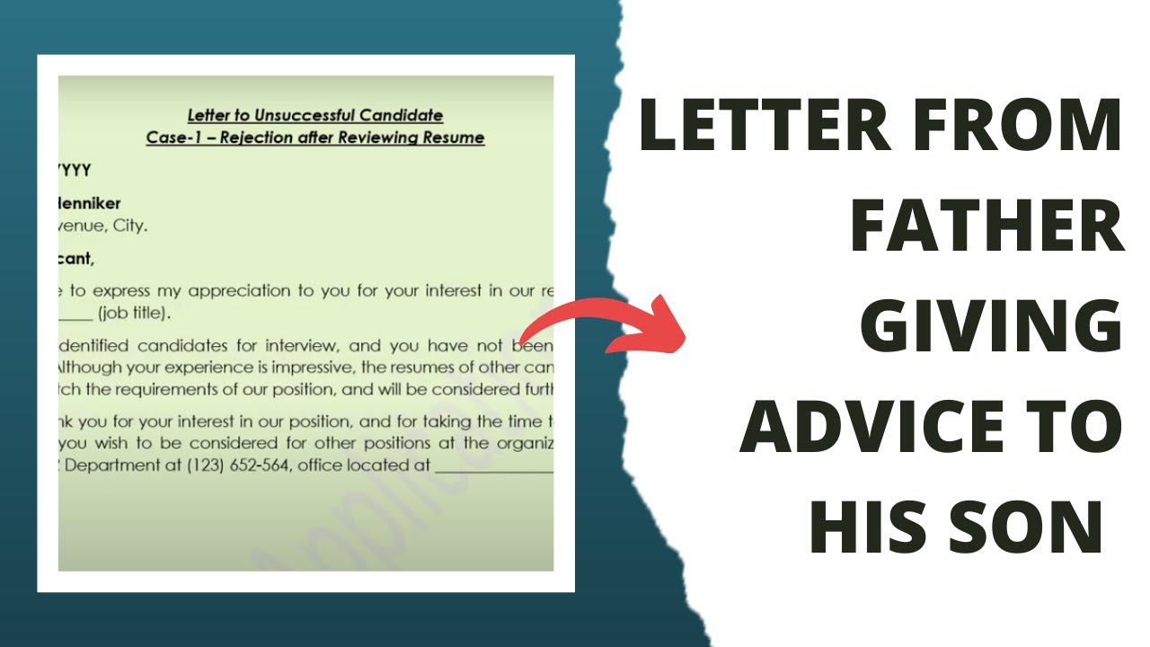 Letter from Father giving advice to his Son who has taken admission in ...