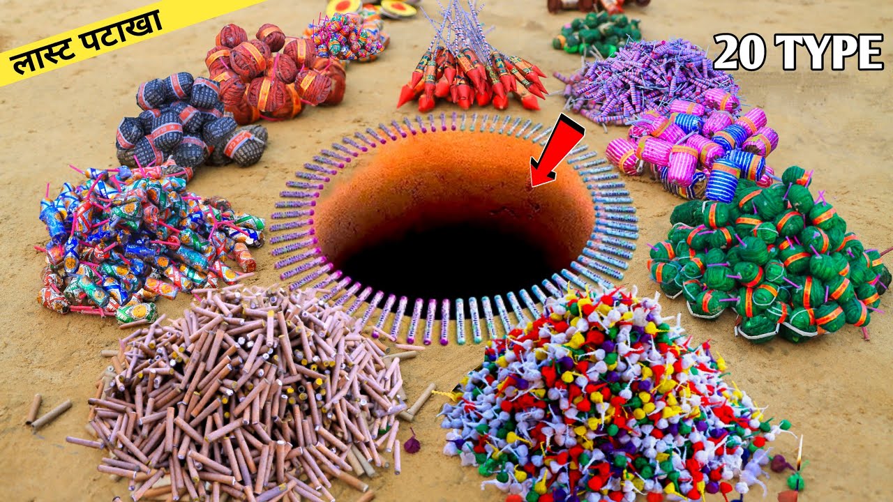20 Different Various Types of Firecrackers Testing at Once Time Fire ...