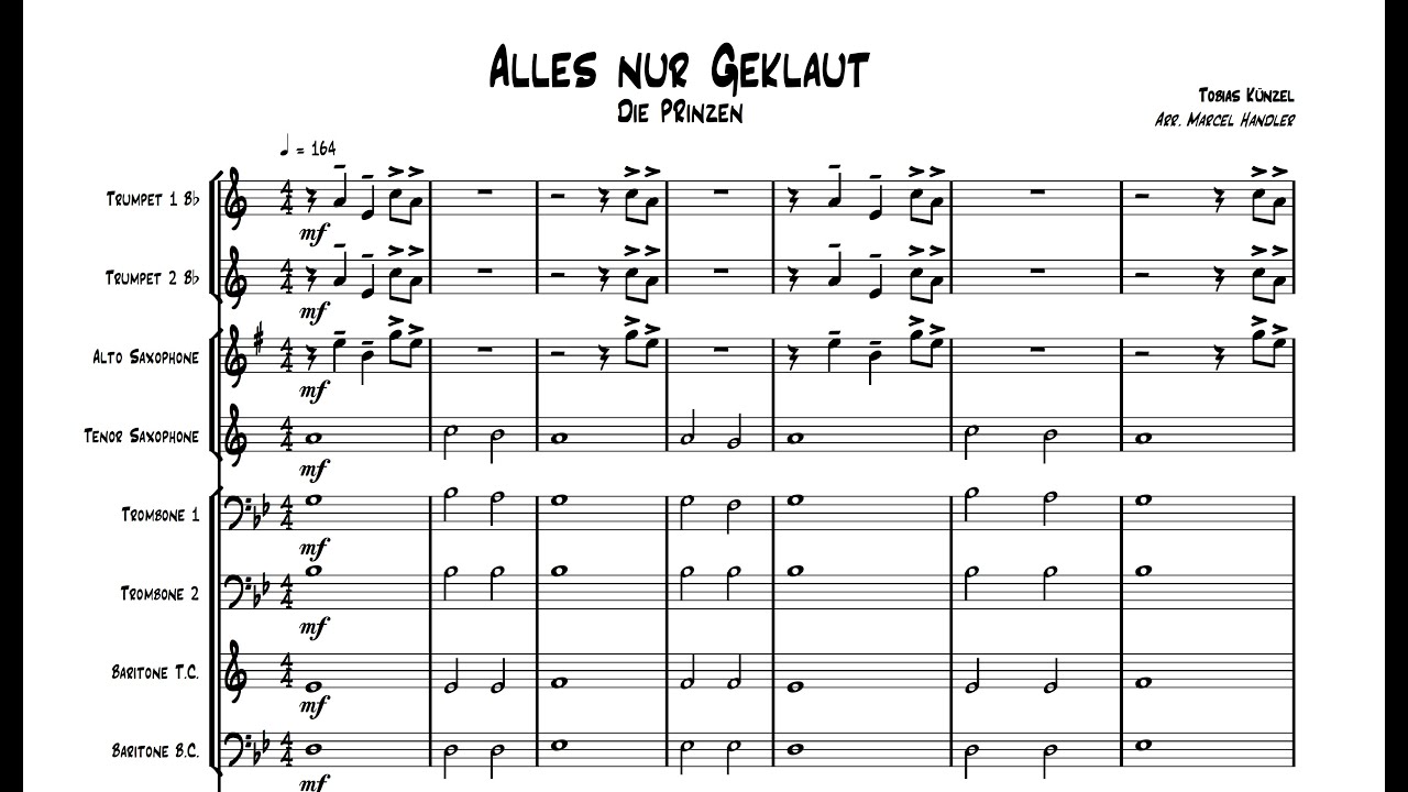 Die Prinzen - Alles nur geklaut for Brass and Sax Ensemble - YouTube
