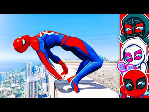 SPIDERMAN FALLS 9,875,642 FEET in GTA 5! (Try Not To Laugh)
