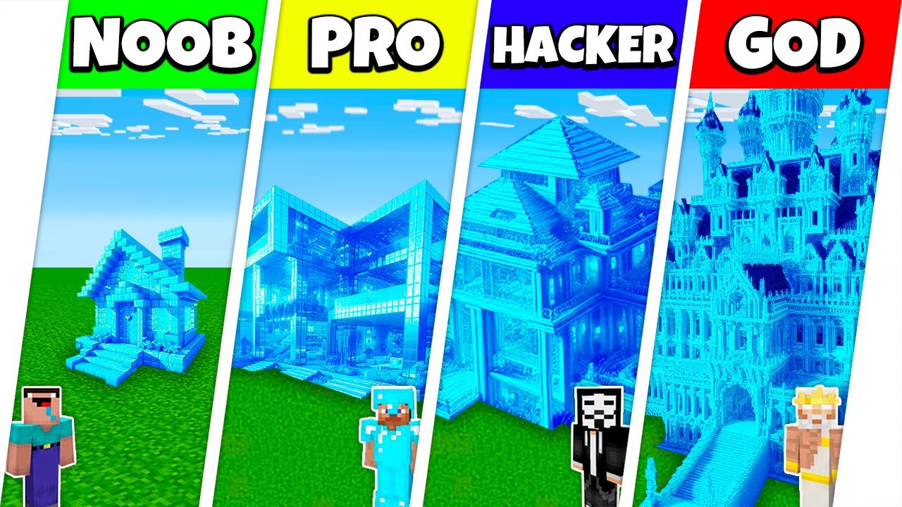 Minecraft Battle: NOOB vs PRO vs HACKER vs GOD: DIAMOND BLOCK HOUSE ...