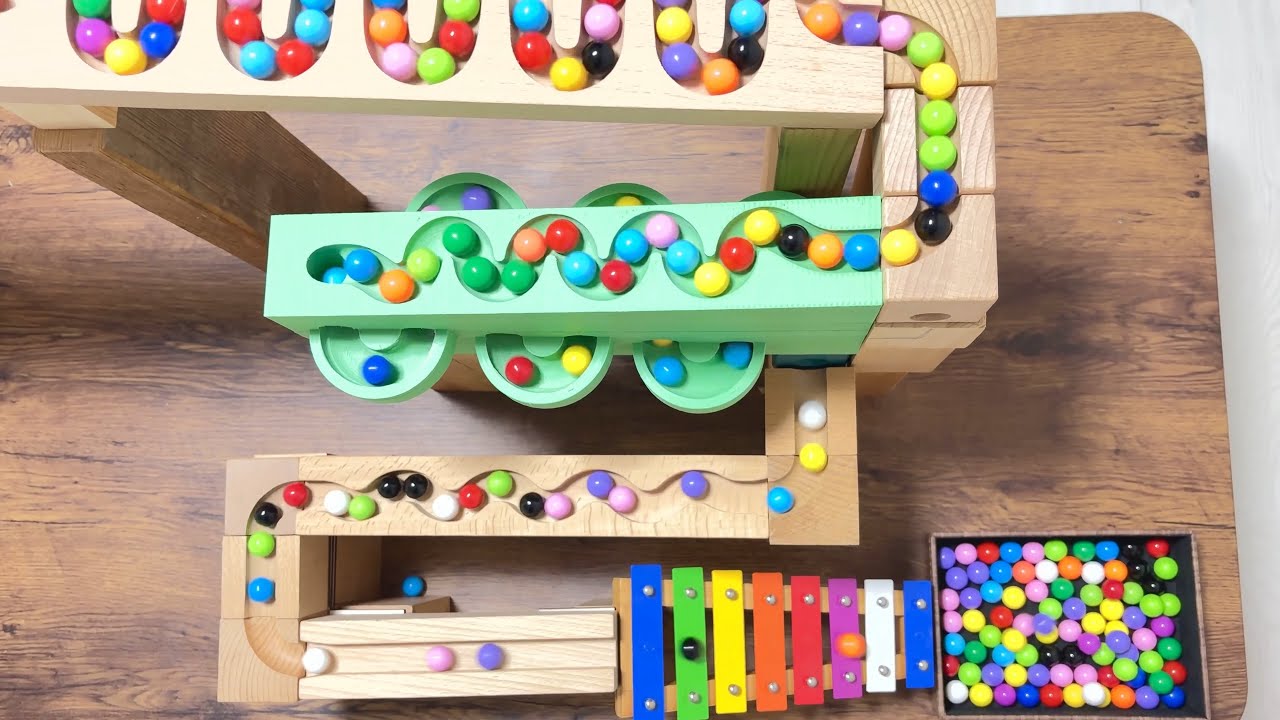 Marble Run ASMR ☆ Snake-shaped wooden track + square track +3D printed ...
