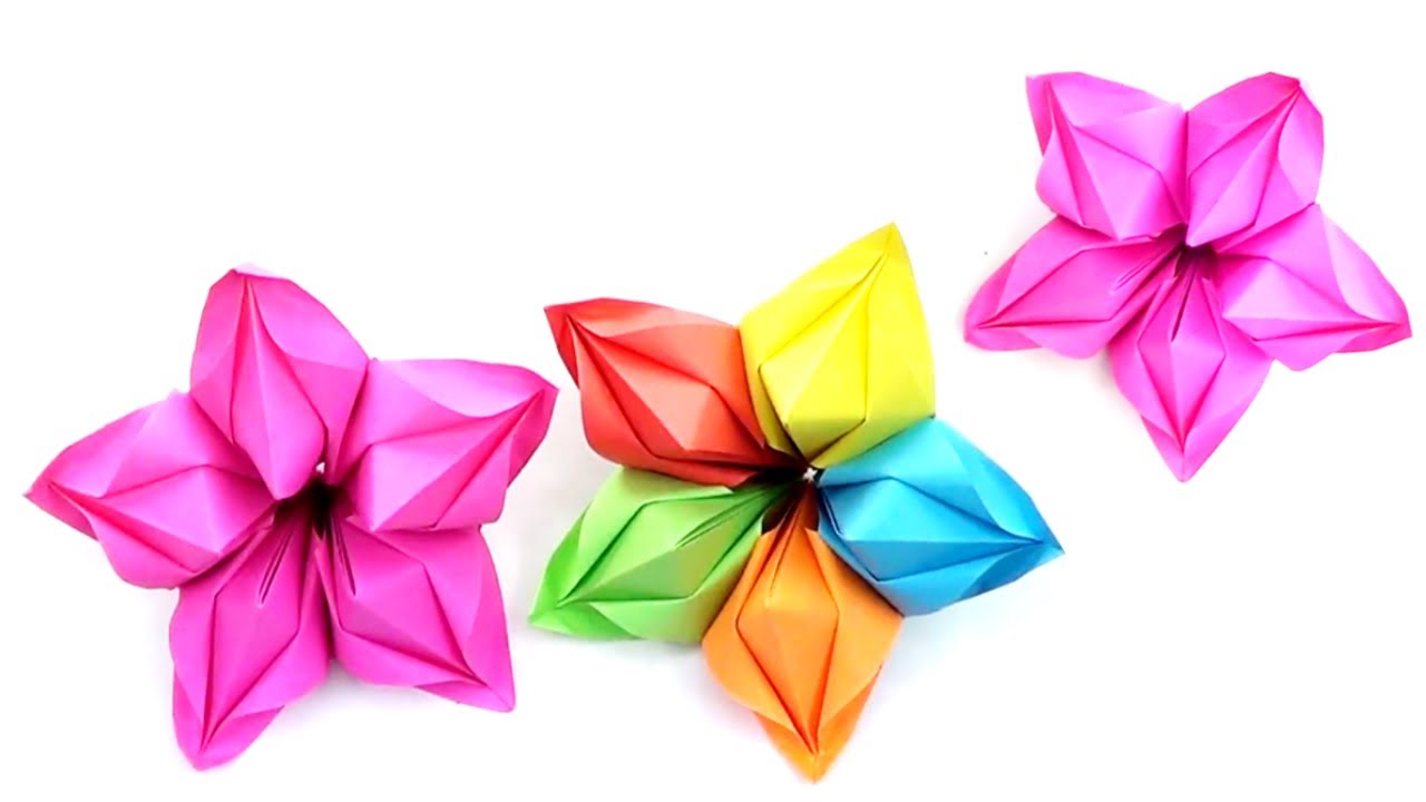 Easy Paper Star Flower - Modular Origami Star Flower - Origami 5-point ...