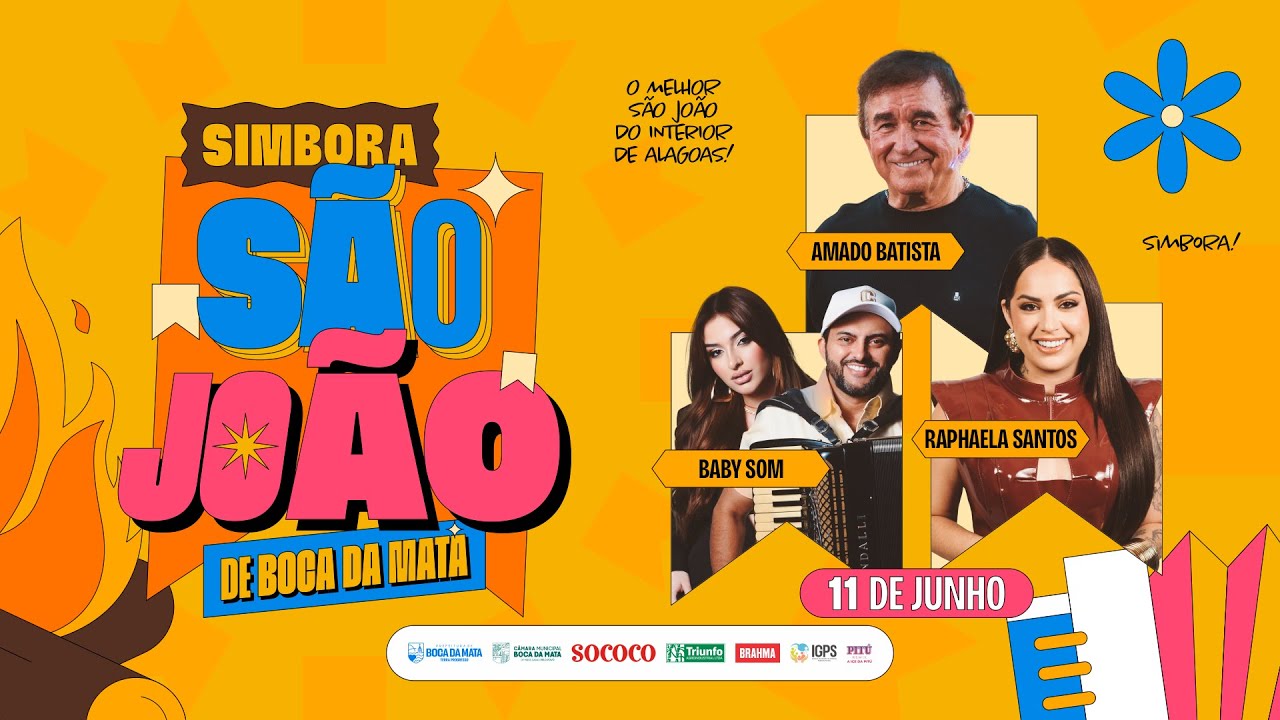 AMADO BATISTA / RAPHAELA SANTOS / BABY SOM - SIMBORA SÃO JOÃO DE BOCA DA MATA - YouTube