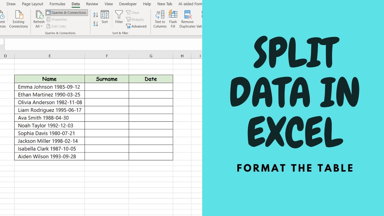 3 Top Excel Hacks Split The Data Format Table Youtube
