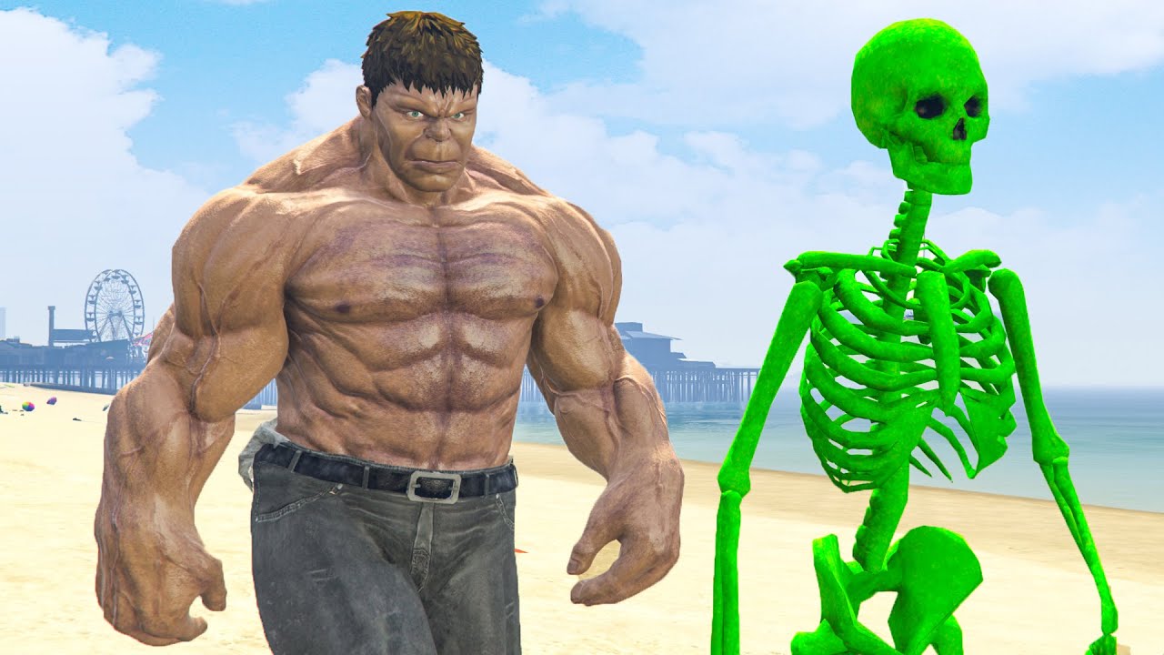 GTA 5 Rainbow Skeleton vs Hulk Jumping Funny Fails (Euphoria/Ragdolls ...