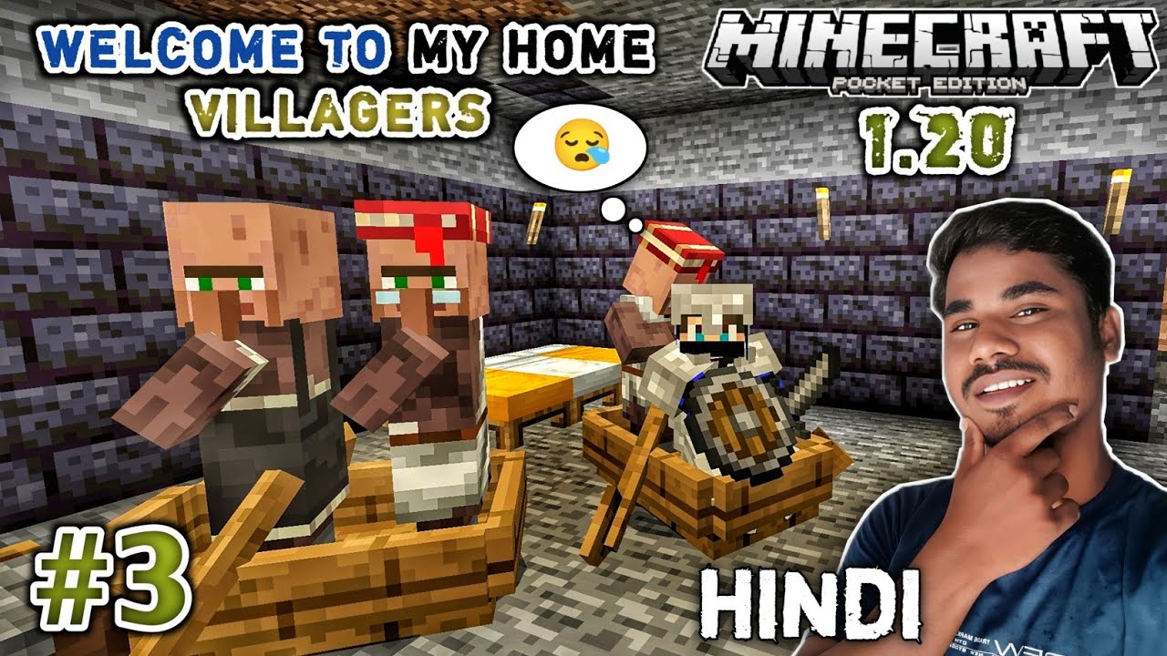 WELCOME TO MY HOME VILLAGERS | MINECRAFT PE 1.20 GAMEPLAY IN HINDI #3 ...