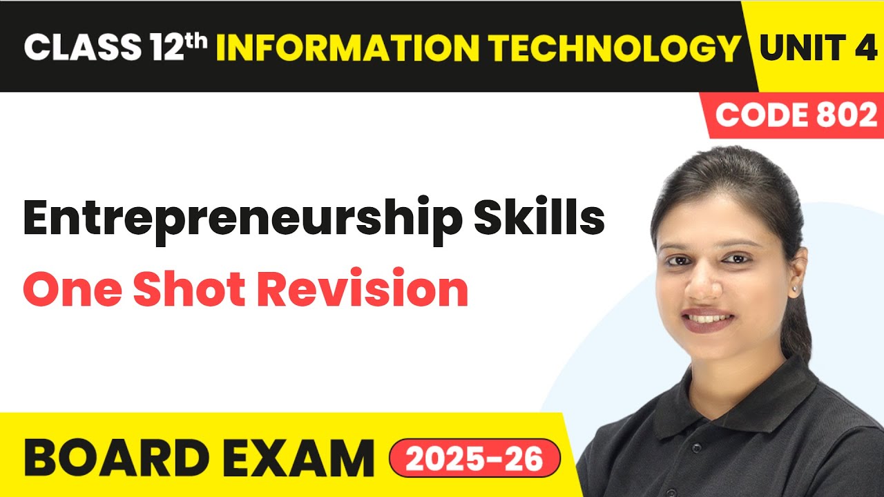 Entrepreneurship Skills - One Shot Revision | Class 12 IT Unit 4 (Code 802) Part A | CBSE 2025 ...