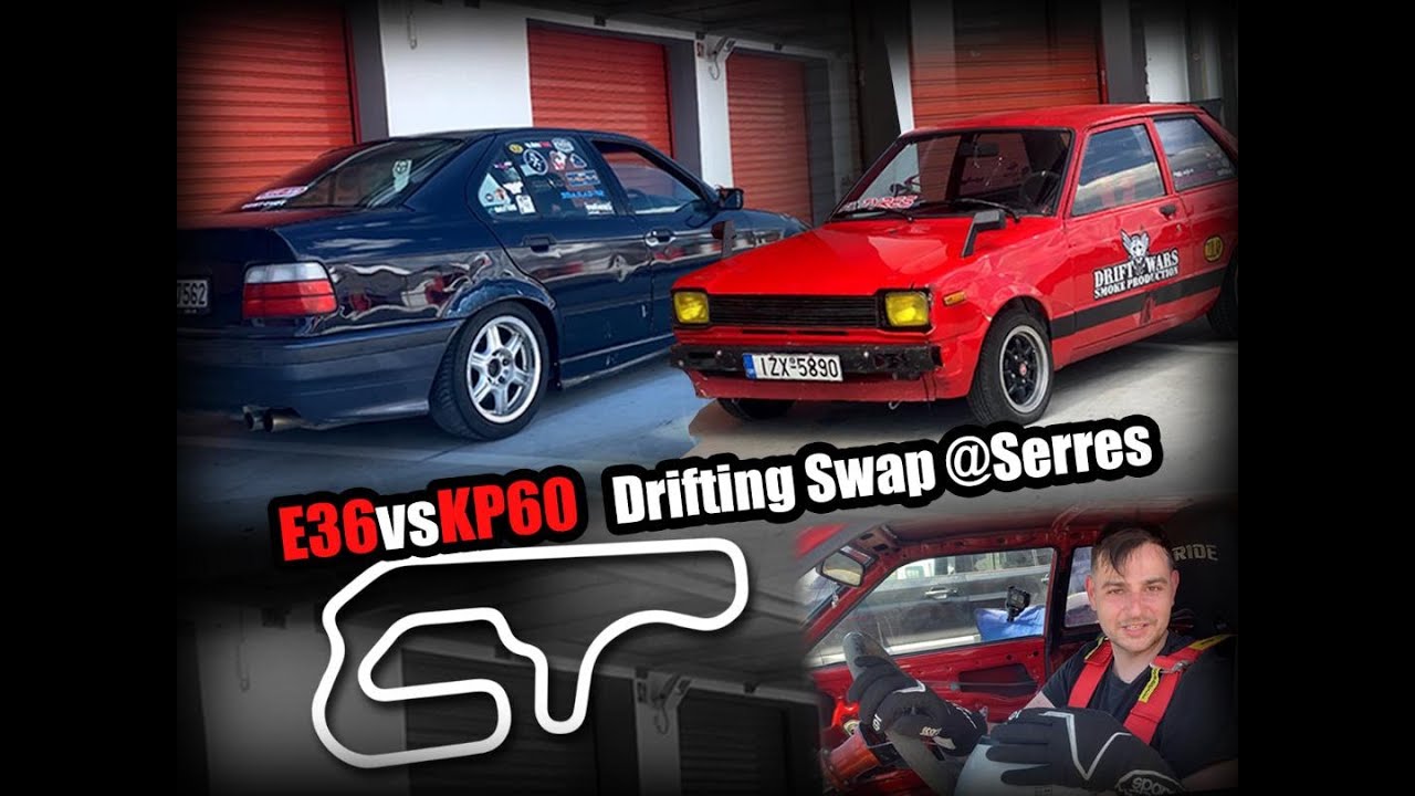 BMW E36 vs Toyota KP60 Drifting Swap in Serres circuit - YouTube