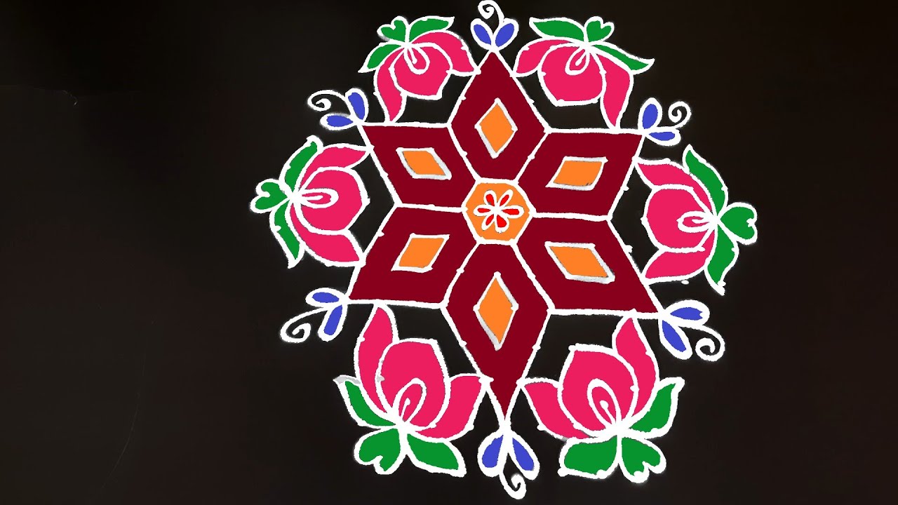 Pongal Rangoli: 15 to 8 Rangoli Design || How to make rangoli || Aarti ...