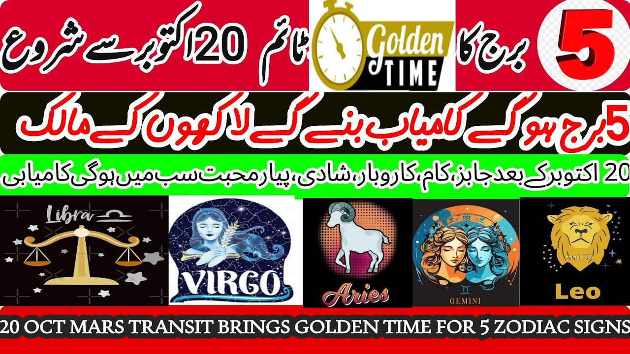 Golden Time For 5 Zodiacs ||Time Starts From 20Th October||Mars Transit ...