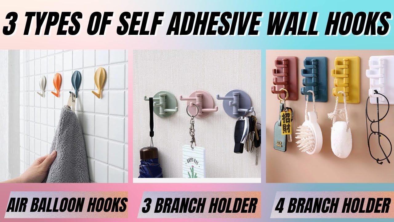 3 Types of Self Adhesive Wall Hooks | Sticky Wall Hook | Product Review ...