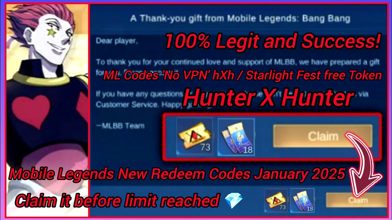 MOBILE LEGENDS NEW REDEEM CODES January 07 2025 - Hunter X Hunter ...