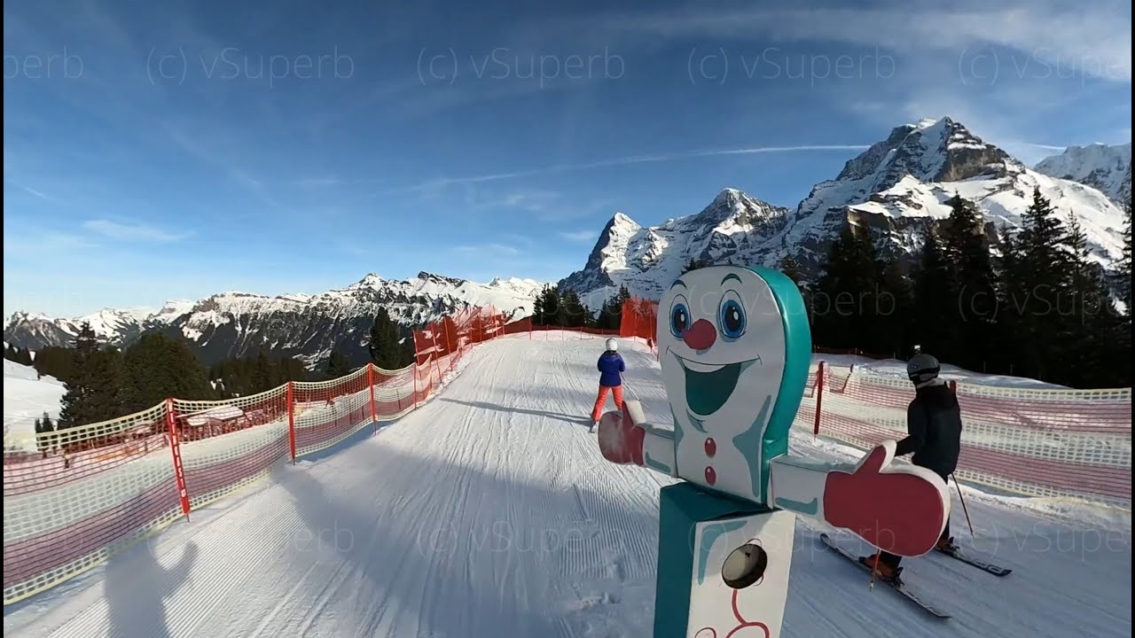 Jungfrau Murren Beginner Ski Slope Kids Chillhop 4K - YouTube