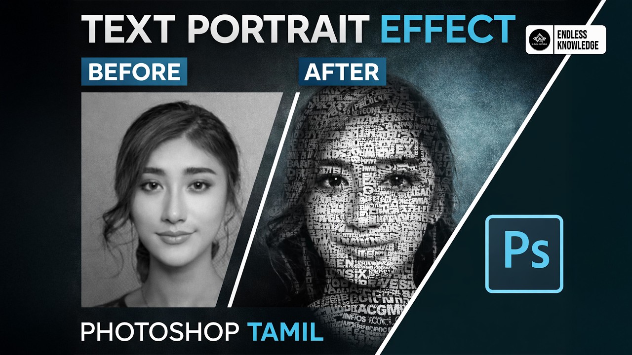 Text Portrait Effect in Photoshop in Tamil - YouTube