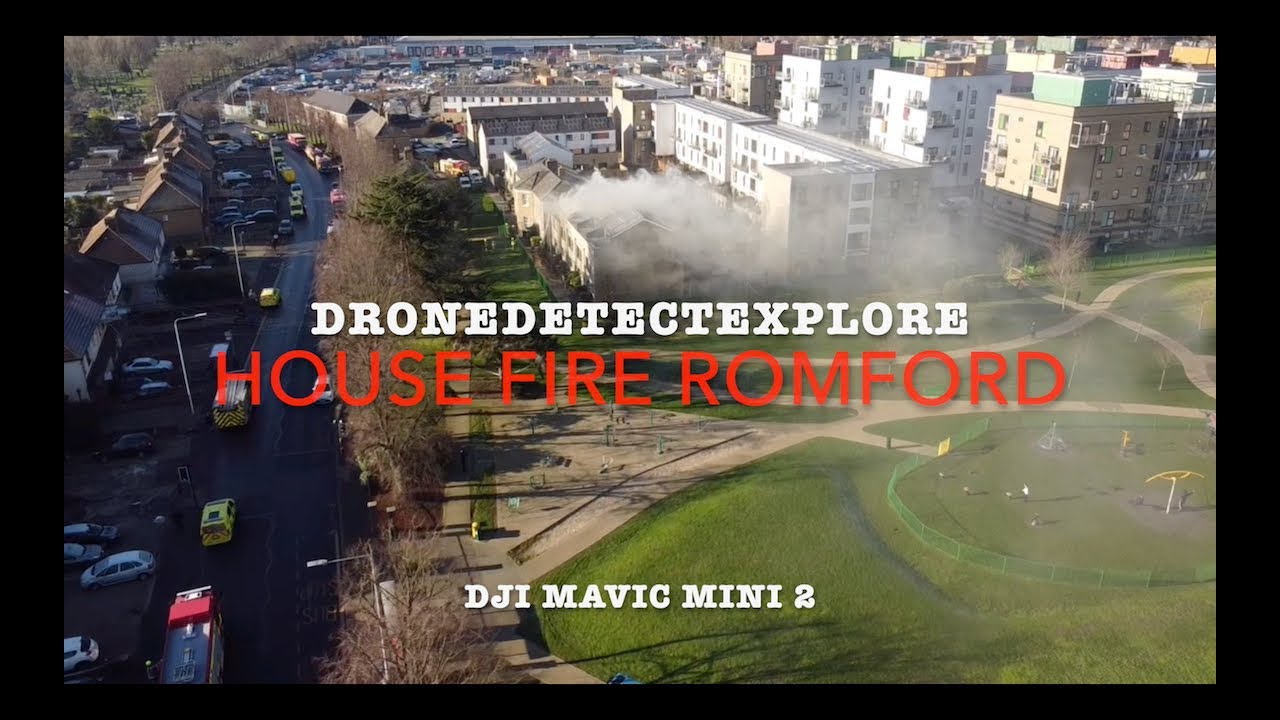 House fire East London, Romford. Drone footage, London fire brigade ...
