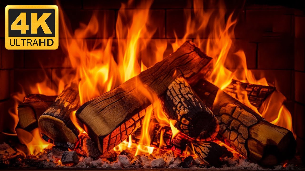 FIREPLACE 4K🔥Fireplace with Crackling Fire Sounds, Fireplace video for ...