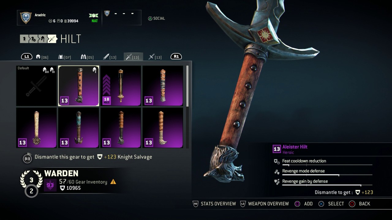 For Honor - Warden Heroic Weapon Set - Aleistar [The Wolf] - Blade ...