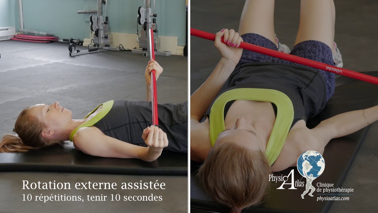 Exercice de réadaptation: Épaule (Mobilité: Rotation externe assistée ...